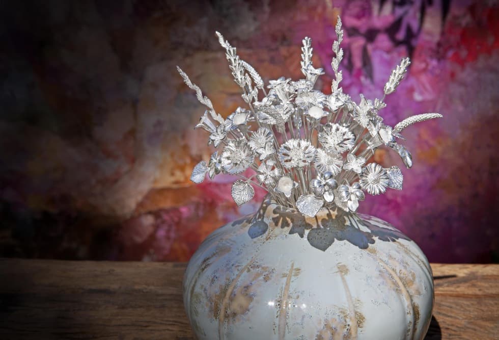 Unikátní květiny GIYOU ze stříbra a zlata. Květiny jediné svého druhu. Pro radost, dar ženě ...